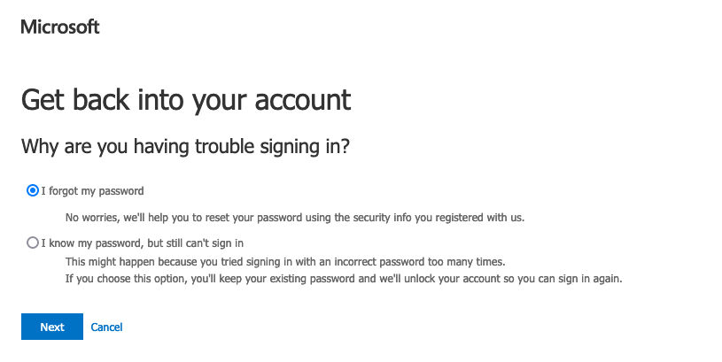 Parent Password Reset